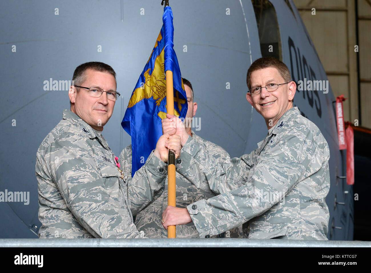 Col. Bruce Theriault, outgoing commander of the 105th Maintenance Group ...