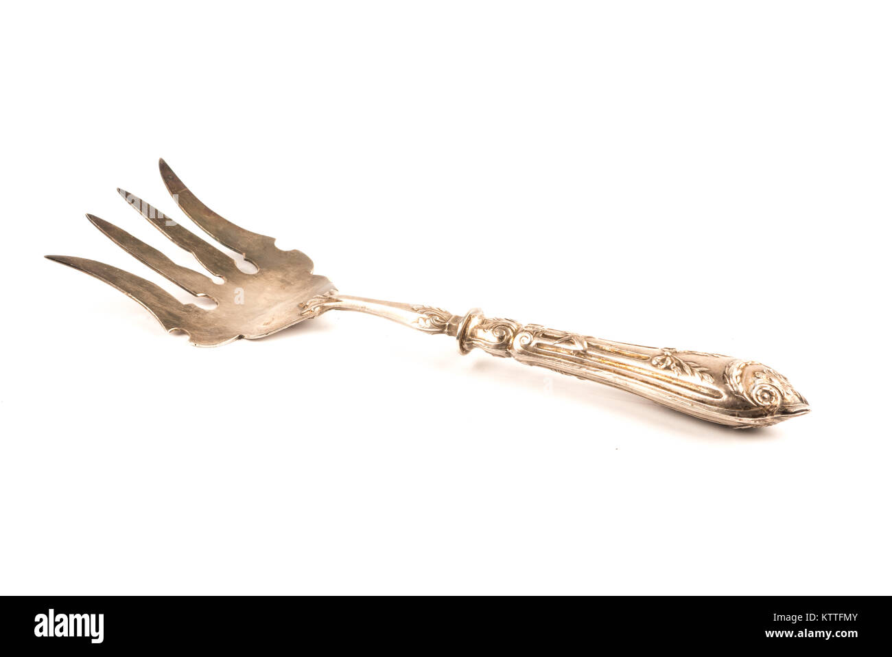Handcrafted vintage salad silver fork Stock Photo - Alamy