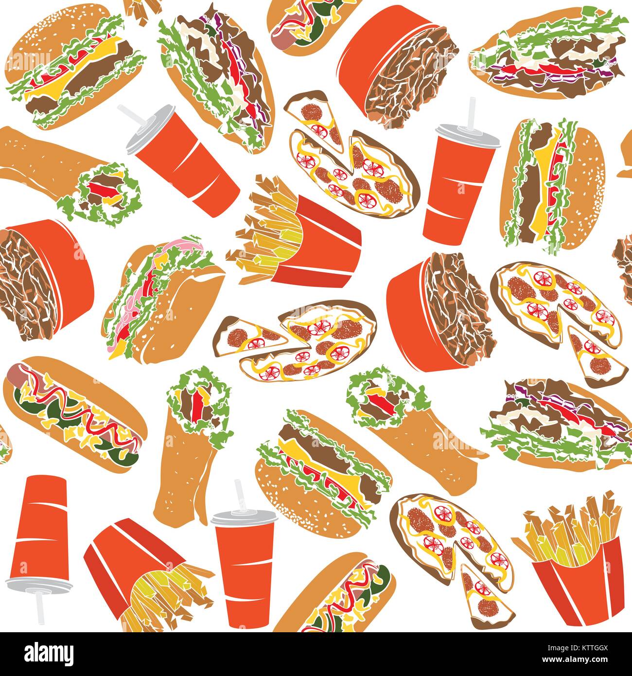 Colorful Pattern Fast Food I with 16 icons for the creative use in ...