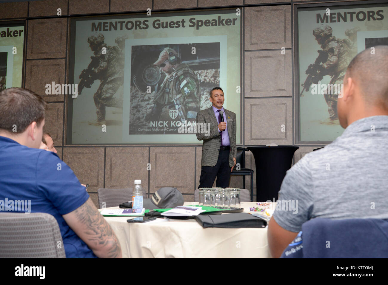 Erik Engel speaks during a Yellow Ribbon Reintegration Program event at ...