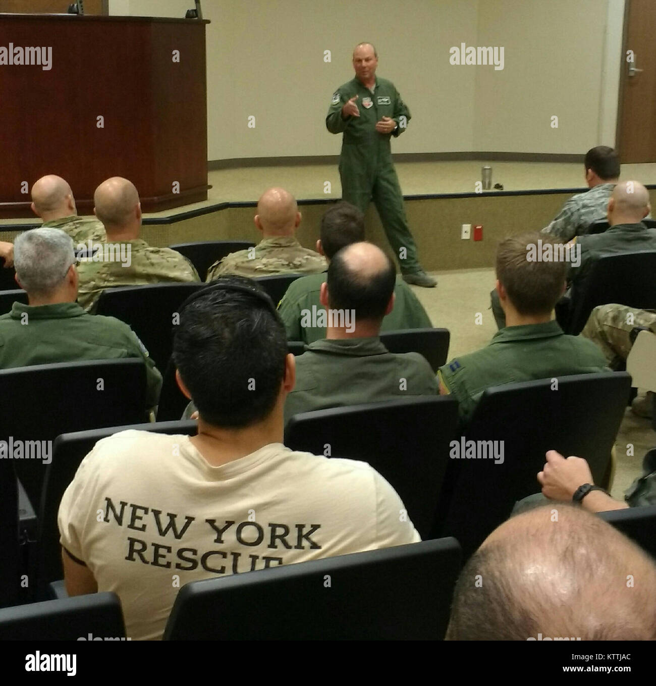 Wing Commander, Col MichaeL Bank speaks to a team of New York Air ...