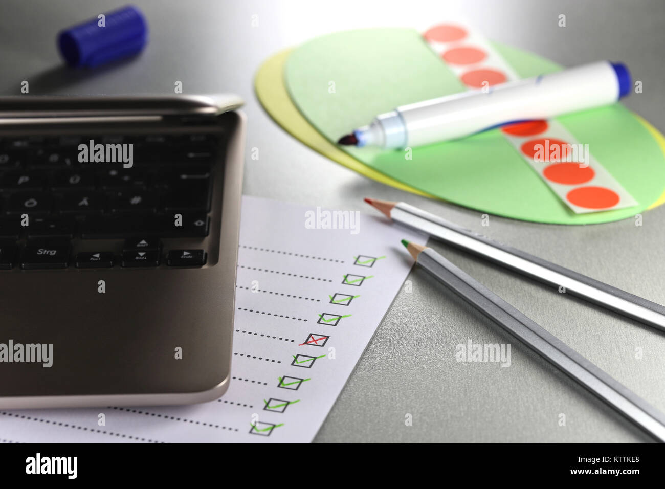 completed checklist with failure in office Stock Photo - Alamy