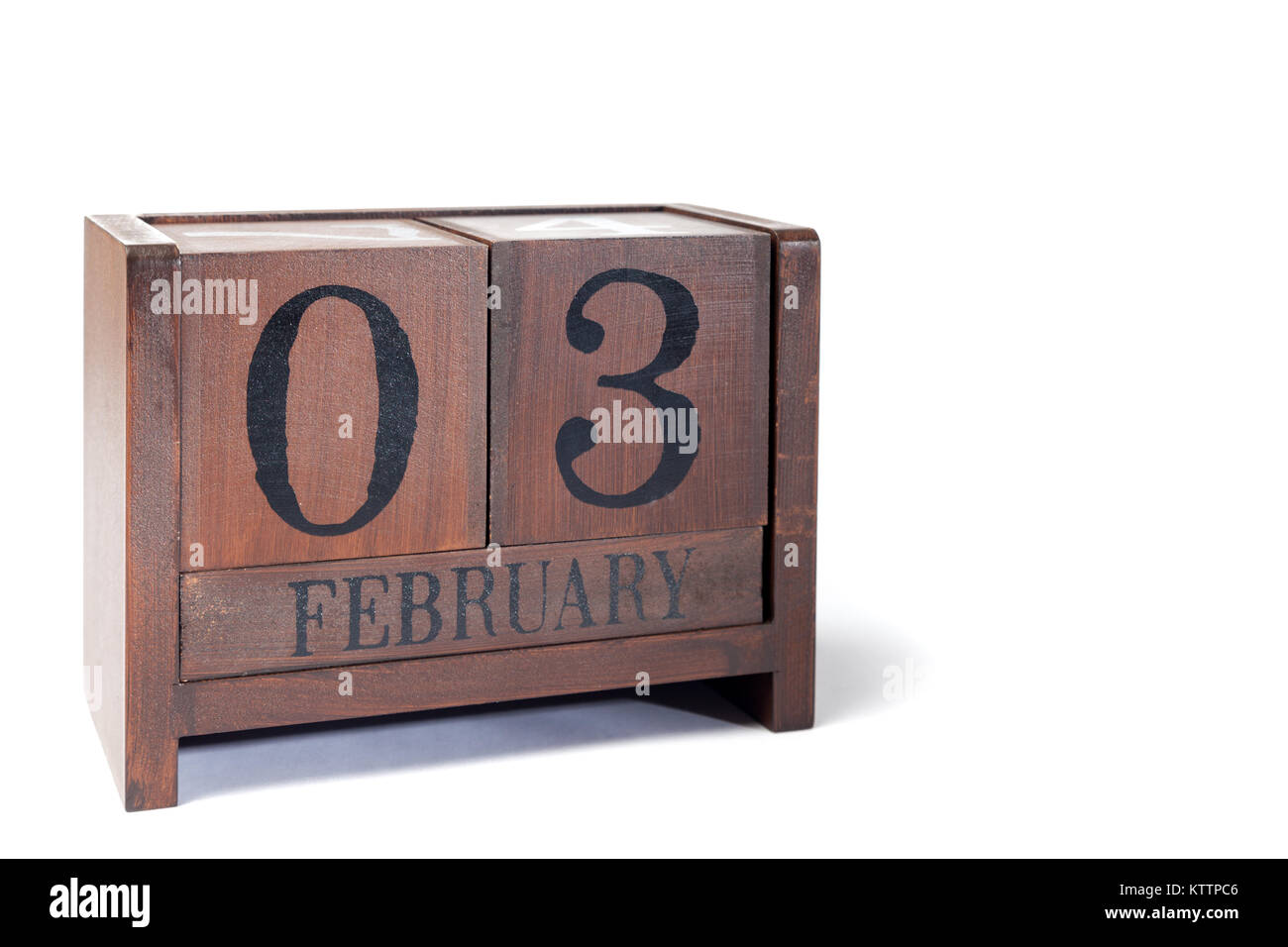 Wooden Perpetual Calendar set to February 3rd Stock Photo - Alamy
