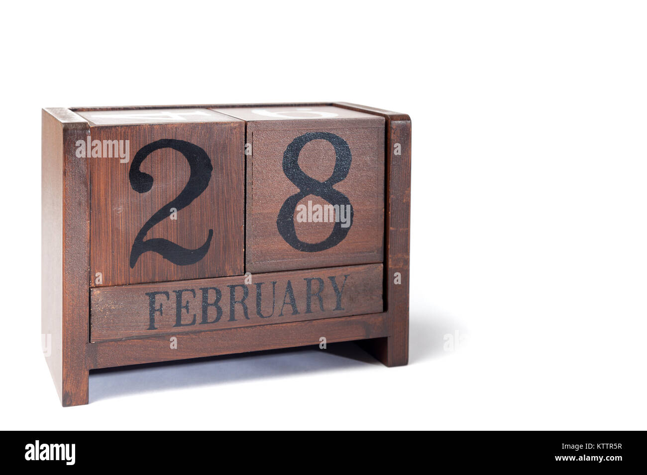 Wooden Perpetual Calendar set to February 28th Stock Photo - Alamy