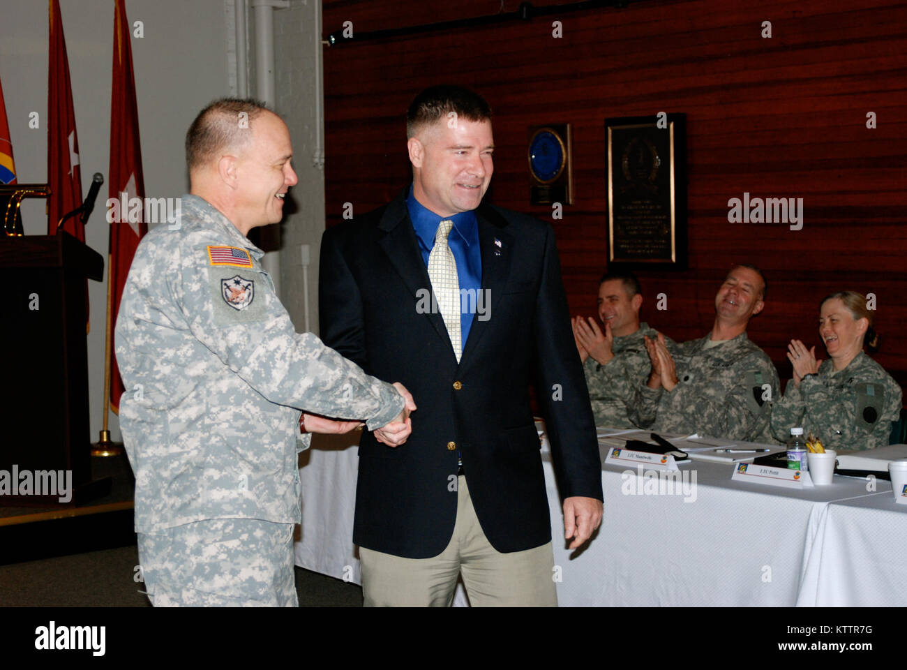New York National Guard Maj. Gen. Steven Wickstrom shakes hands with ...