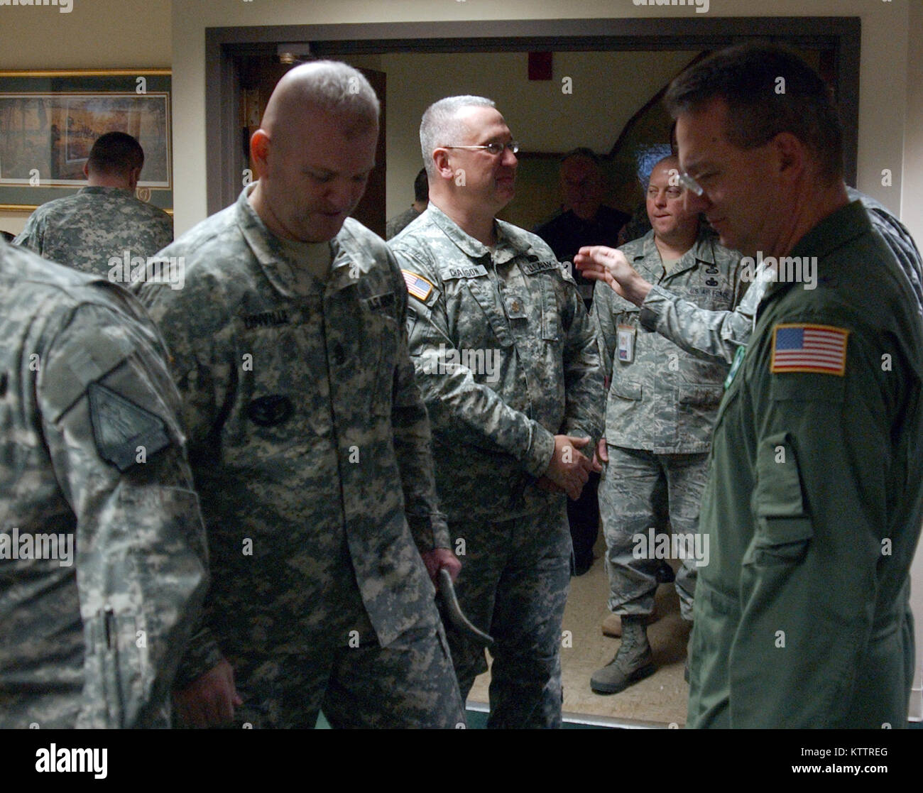 Maj. Gen. Patrick Murphy and Deputy Adjutant General Brig. Gen. Anthony German greet Division of ...