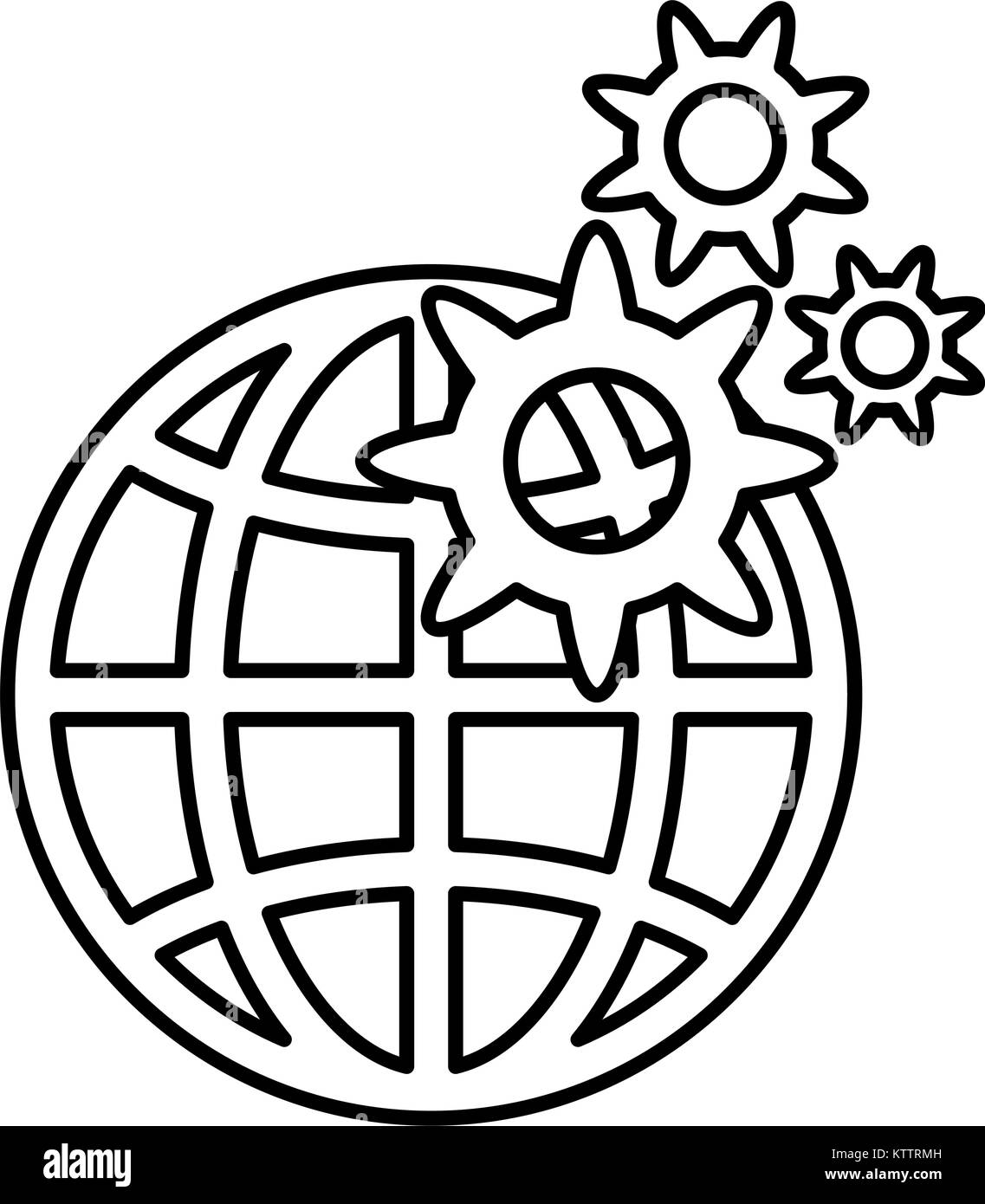 earth planet sphere with gears vector illustration design Stock Vector ...