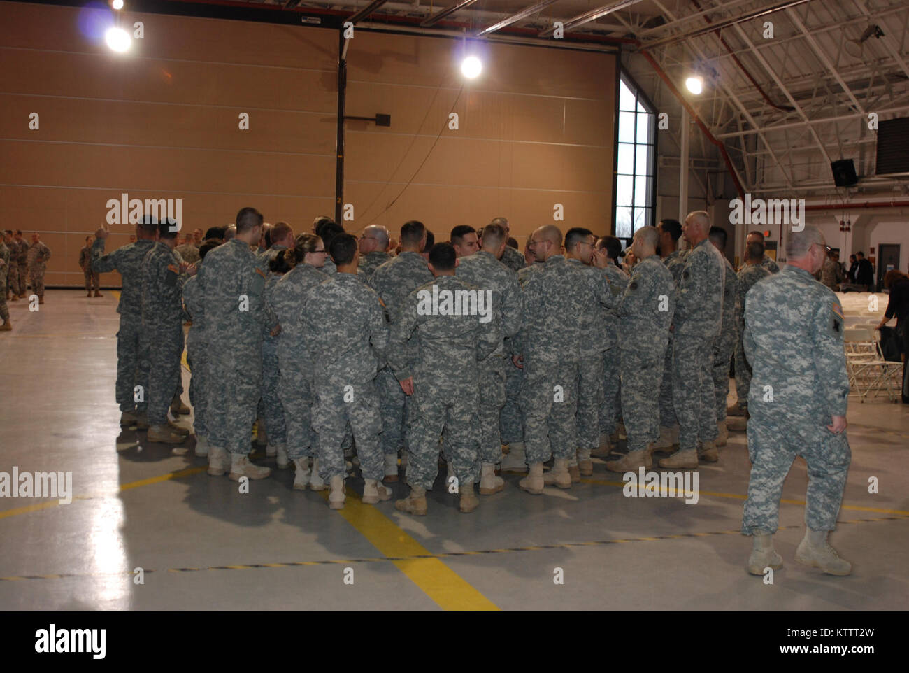 Hancock Field Air National Guard Base-- Soldiers gather together prior ...