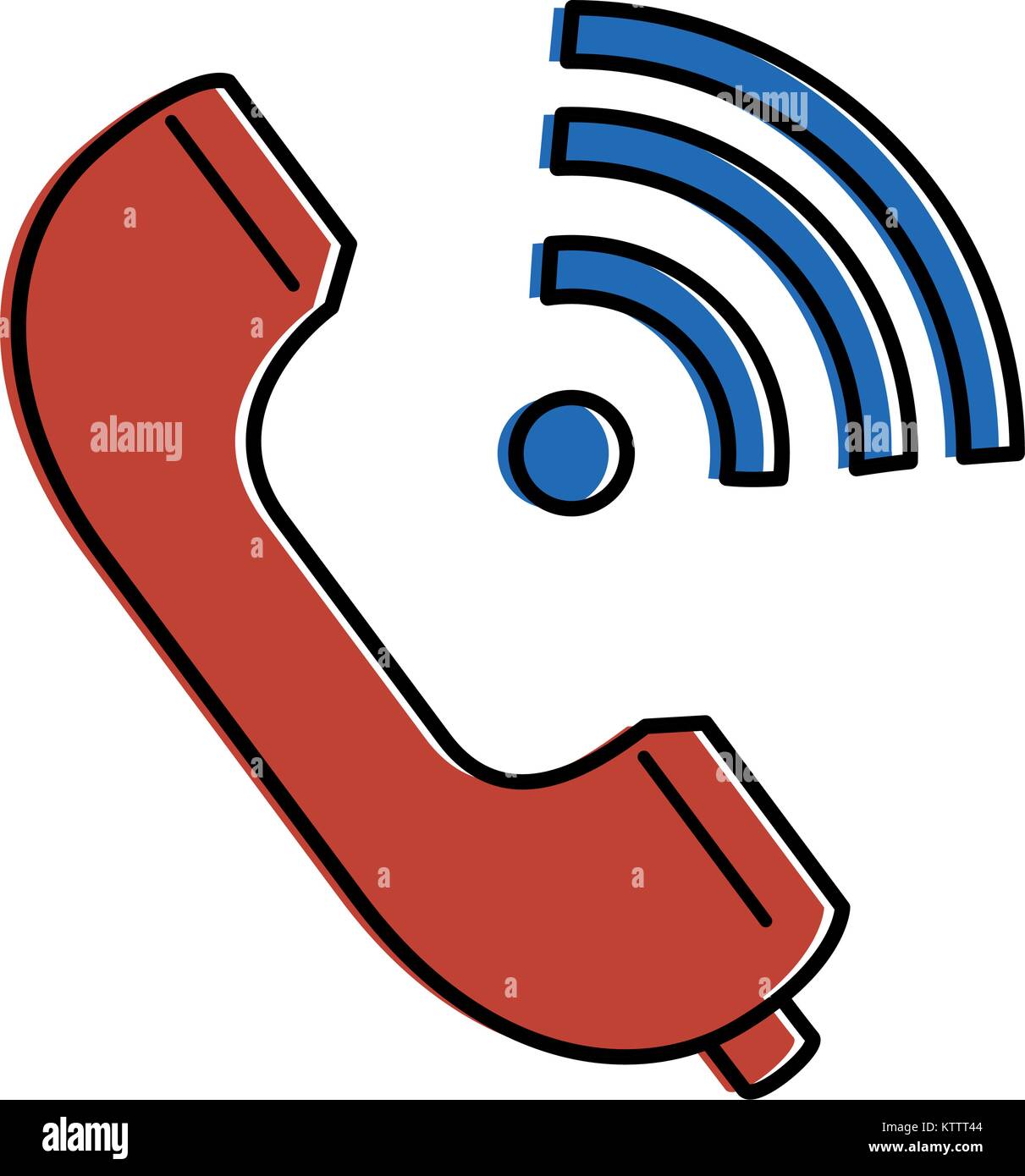 telephone service with waves signal vector illustration design Stock ...