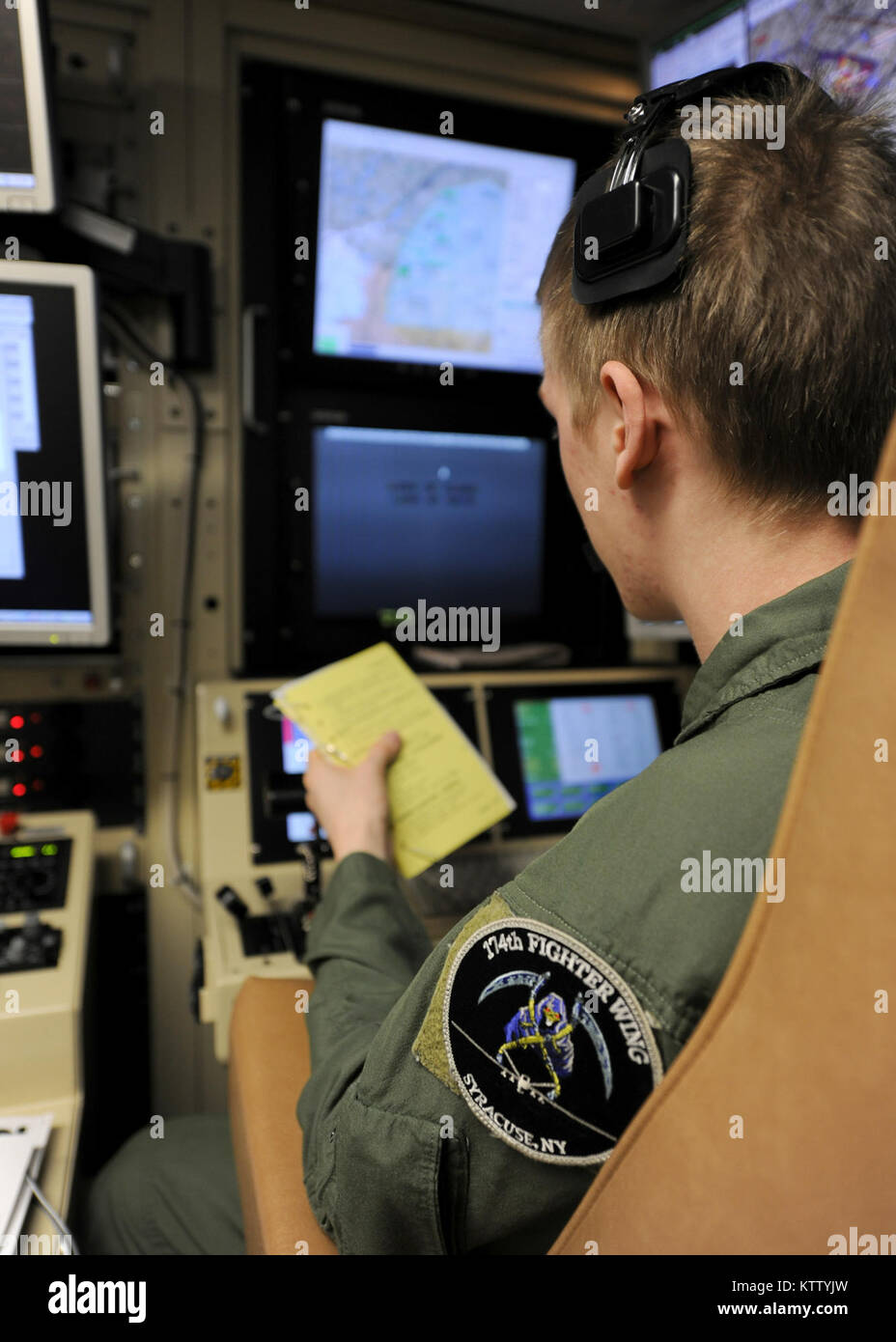 A student sensor operator mans the controls of a MQ-9 Reaper in a ...