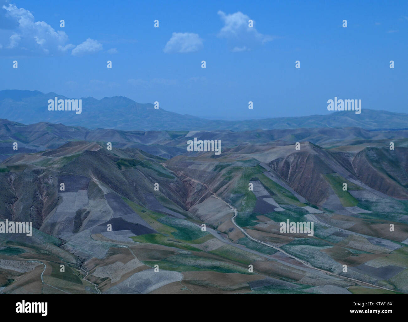 An aerial view of the mountain ranges between Mazar-e-Sharif, Balkh ...
