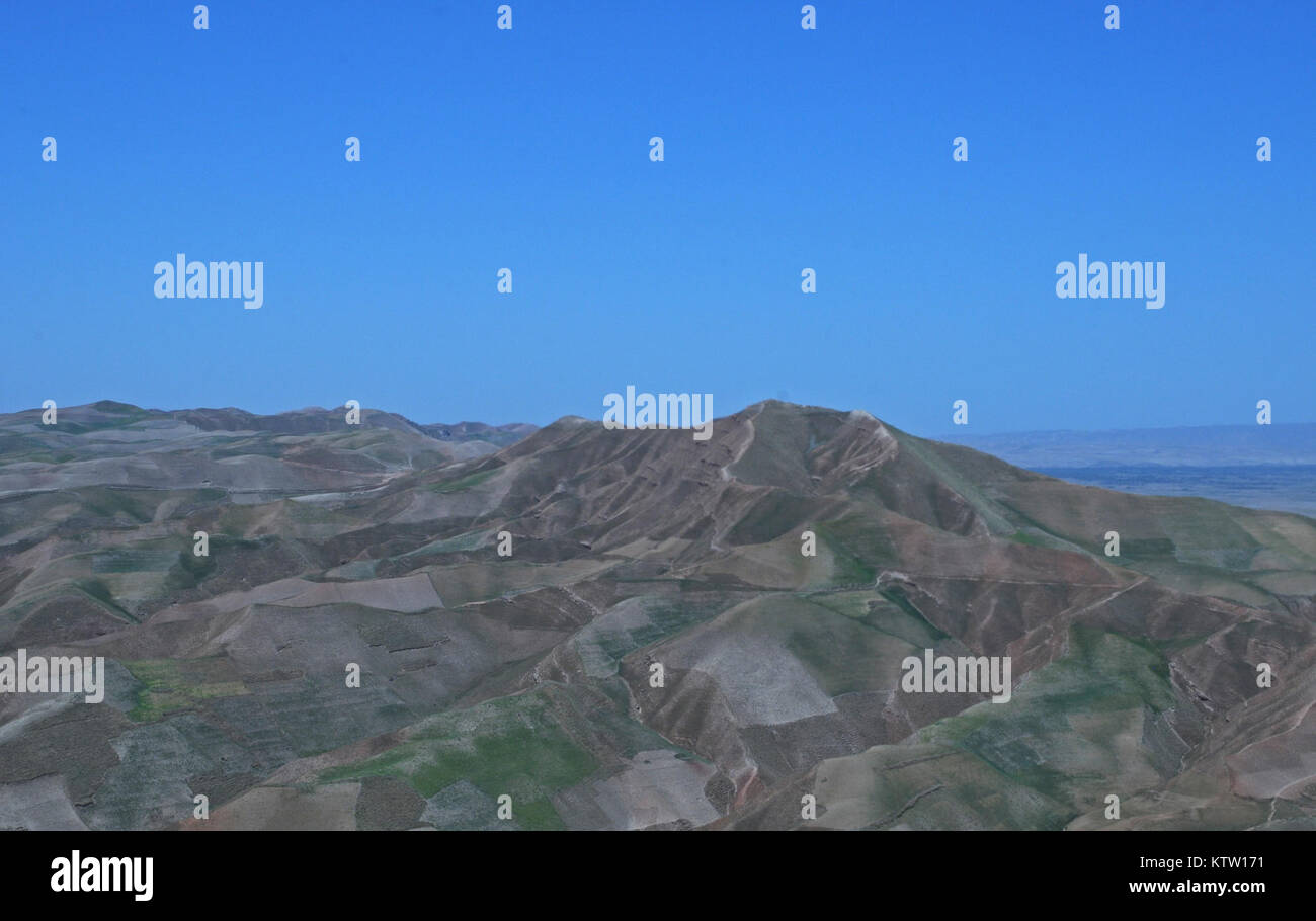 An aerial view of the mountain ranges between Mazar-e-Sharif, Balkh ...