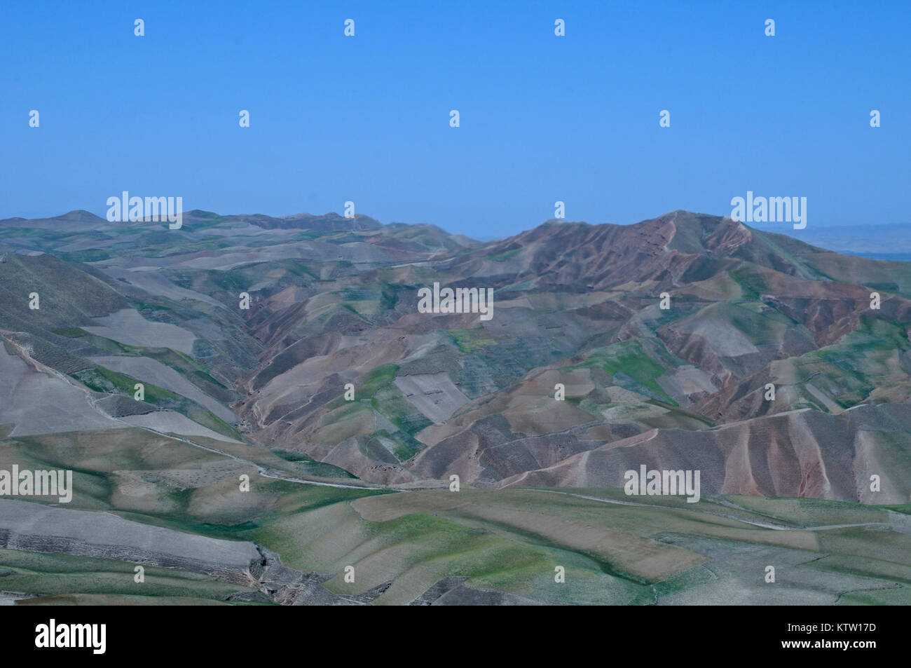 An aerial view of the mountain ranges between Mazar-e-Sharif, Balkh ...