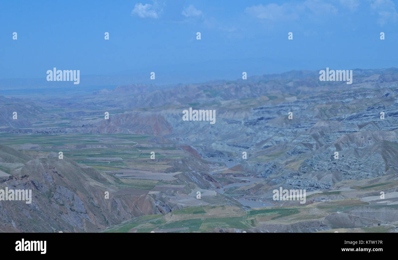 An aerial view of the mountain ranges between Mazar-e-Sharif, Balkh ...