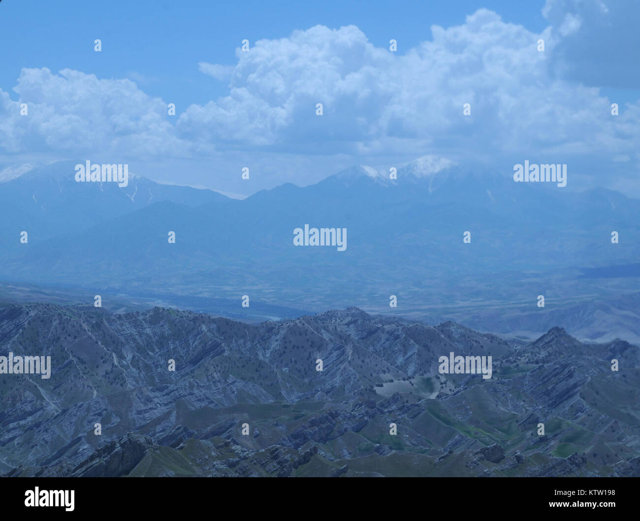 An aerial view of the mountain ranges between Mazar-e-Sharif, Balkh ...