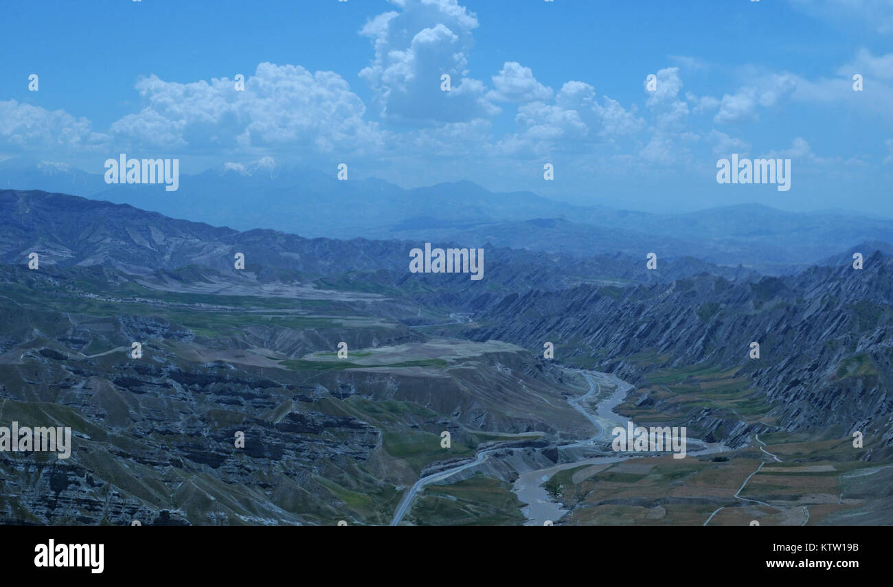 An aerial view of the mountain ranges between Mazar-e-Sharif, Balkh ...