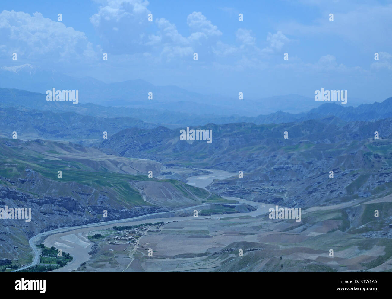 An aerial view of the mountain ranges between Mazar-e-Sharif, Balkh ...