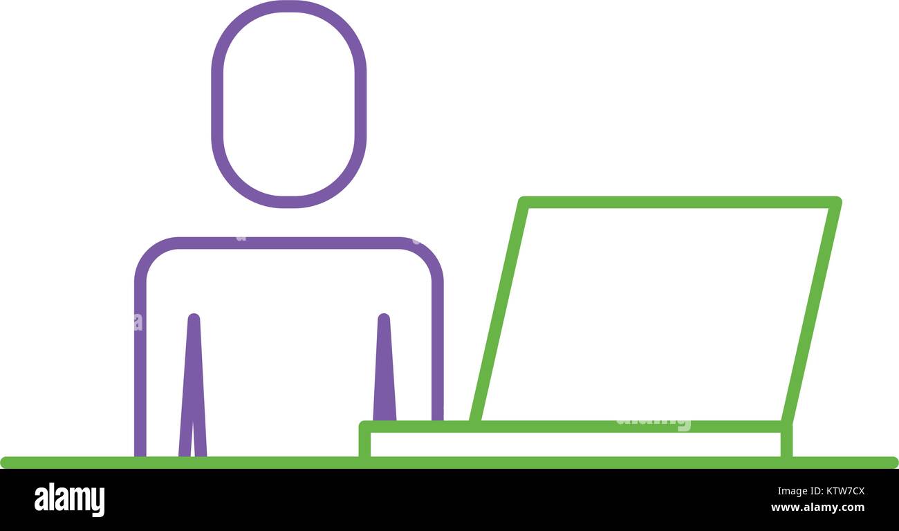 businessman working with laptop device Stock Vector Image & Art - Alamy