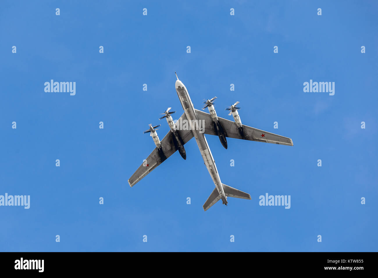 Tu-95 "Bear" strategic bomber performs at airshow 21 March 2015, Rostov ...