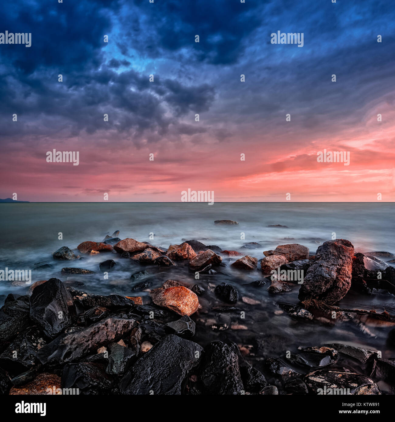 Sunset at Sea. Storm. Seascape Stock Photo - Alamy