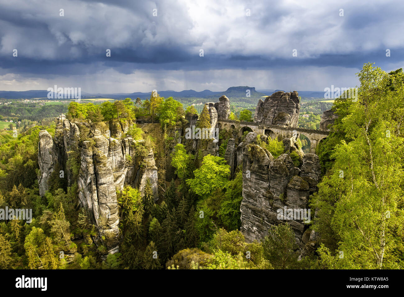 Bastei bridge in Saxon Switzerland, Germany Stock Photo - Alamy