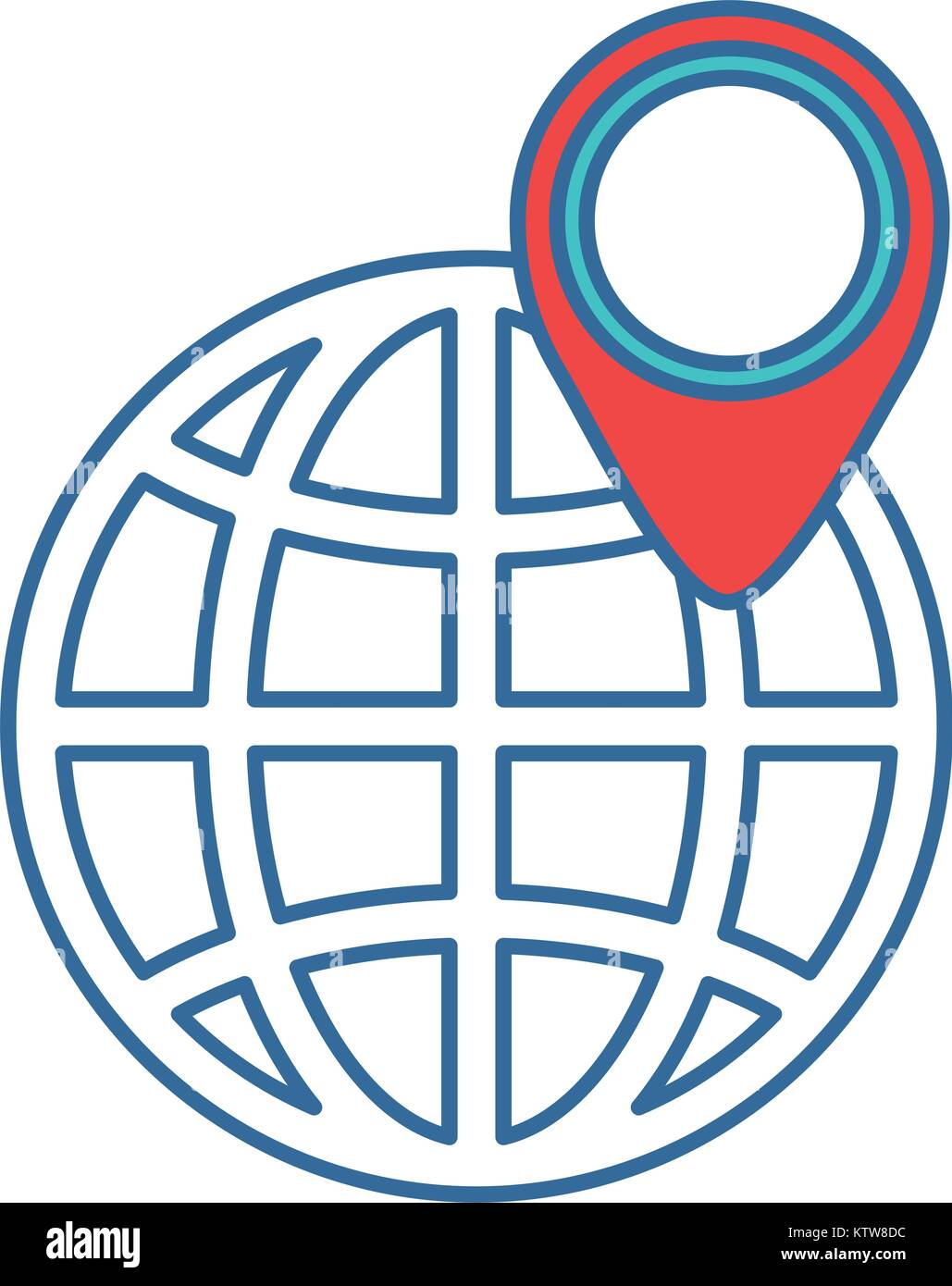 earth planet sphere with location pin vector illustration design Stock ...