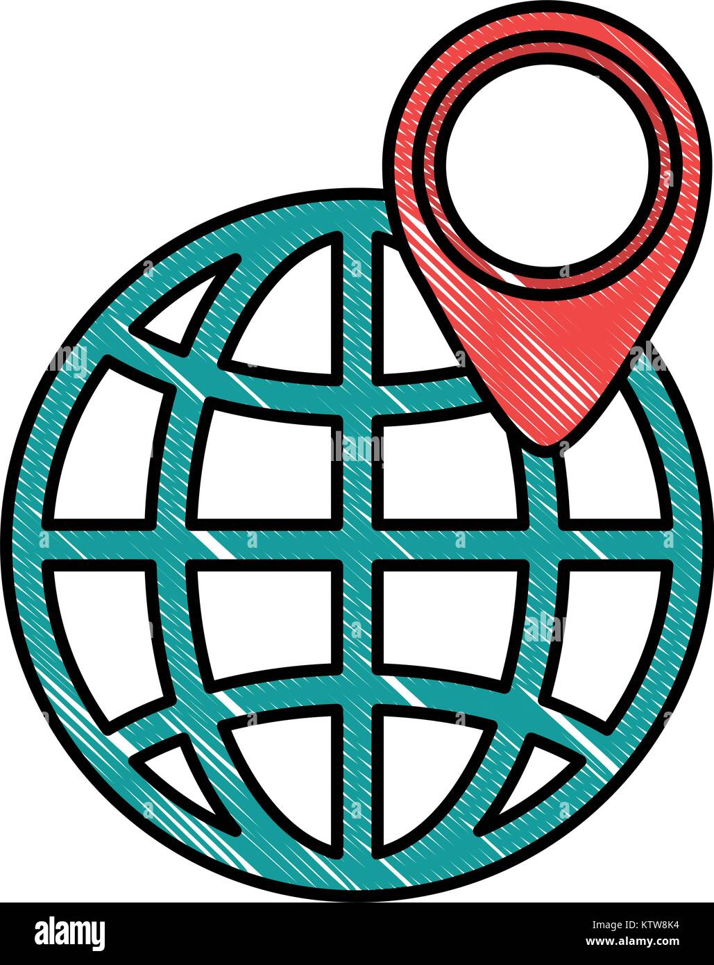 earth planet sphere with location pin vector illustration design Stock ...