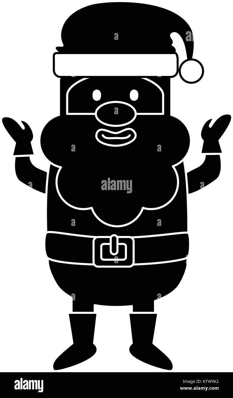 Santa claus character kawaii Black and White Stock Photos & Images - Alamy