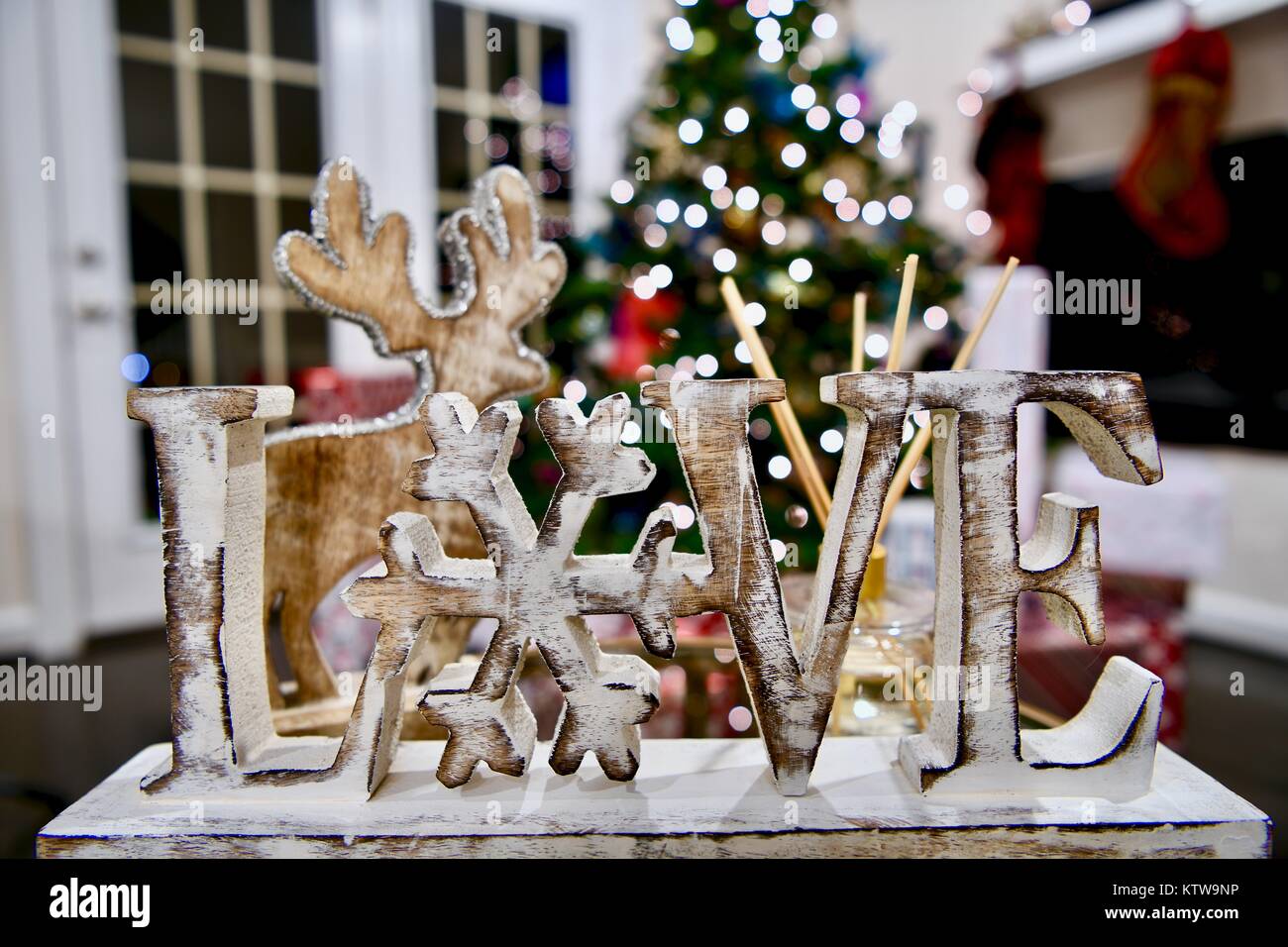 Love sign decoration during Christmas holiday Stock Photo - Alamy