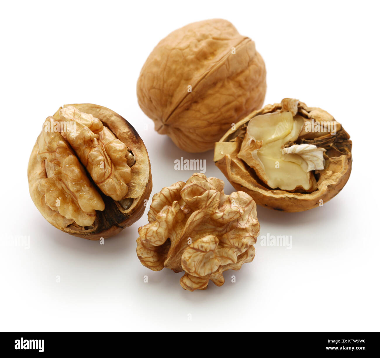 walnuts, kernel and shell isolated on white background Stock Photo - Alamy