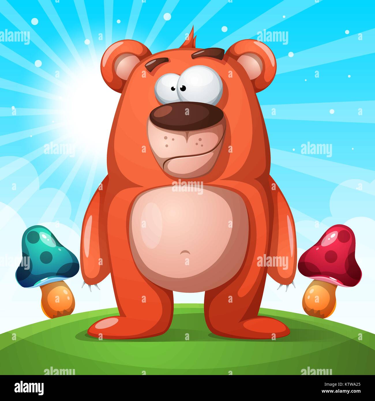 Cute, funny bear character - landscape illustration Stock Vector Image ...