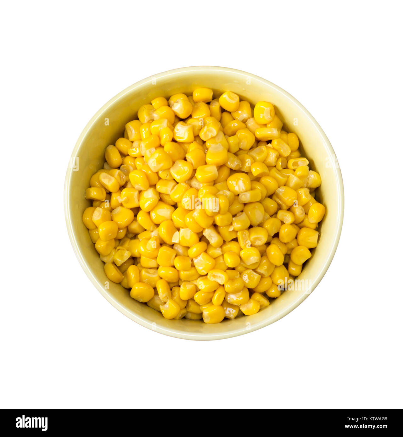 sweet corn in a ceramic dish isolated on white background, top view ...