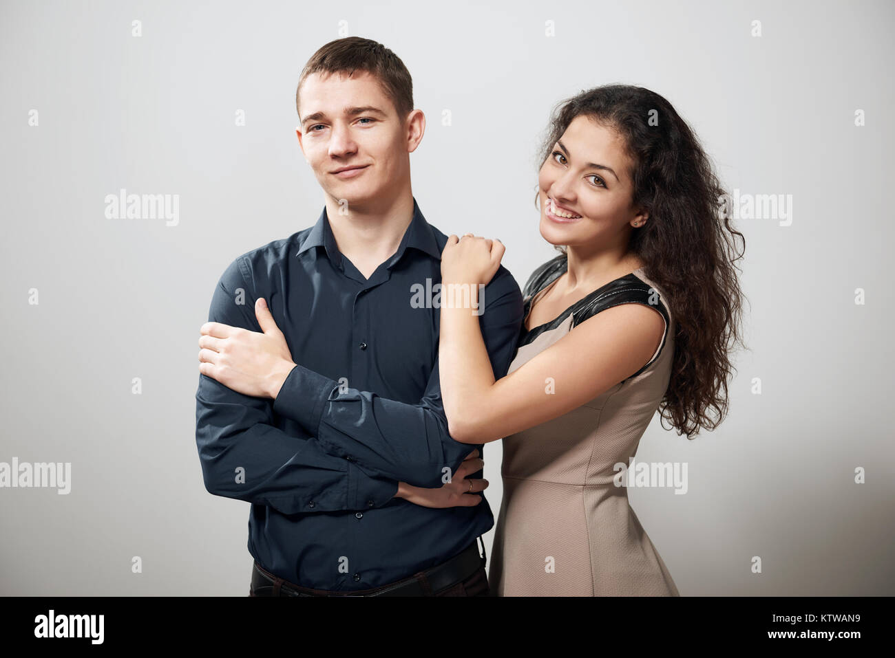 couple portrait on white background Stock Photo - Alamy