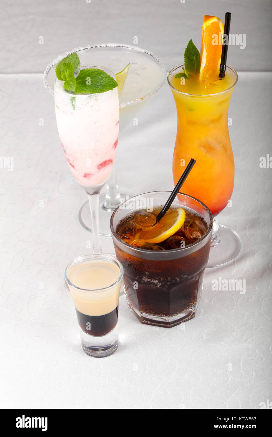 Alcoholic cocktails assortment Stock Photo - Alamy
