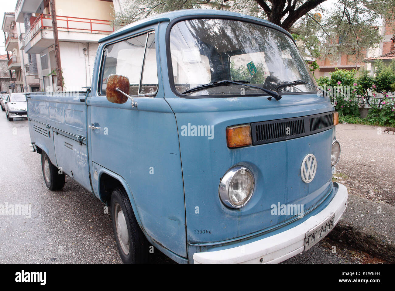 A blue Combi Volkswagen, Kalambaka, Meteora district, Greece Stock ...