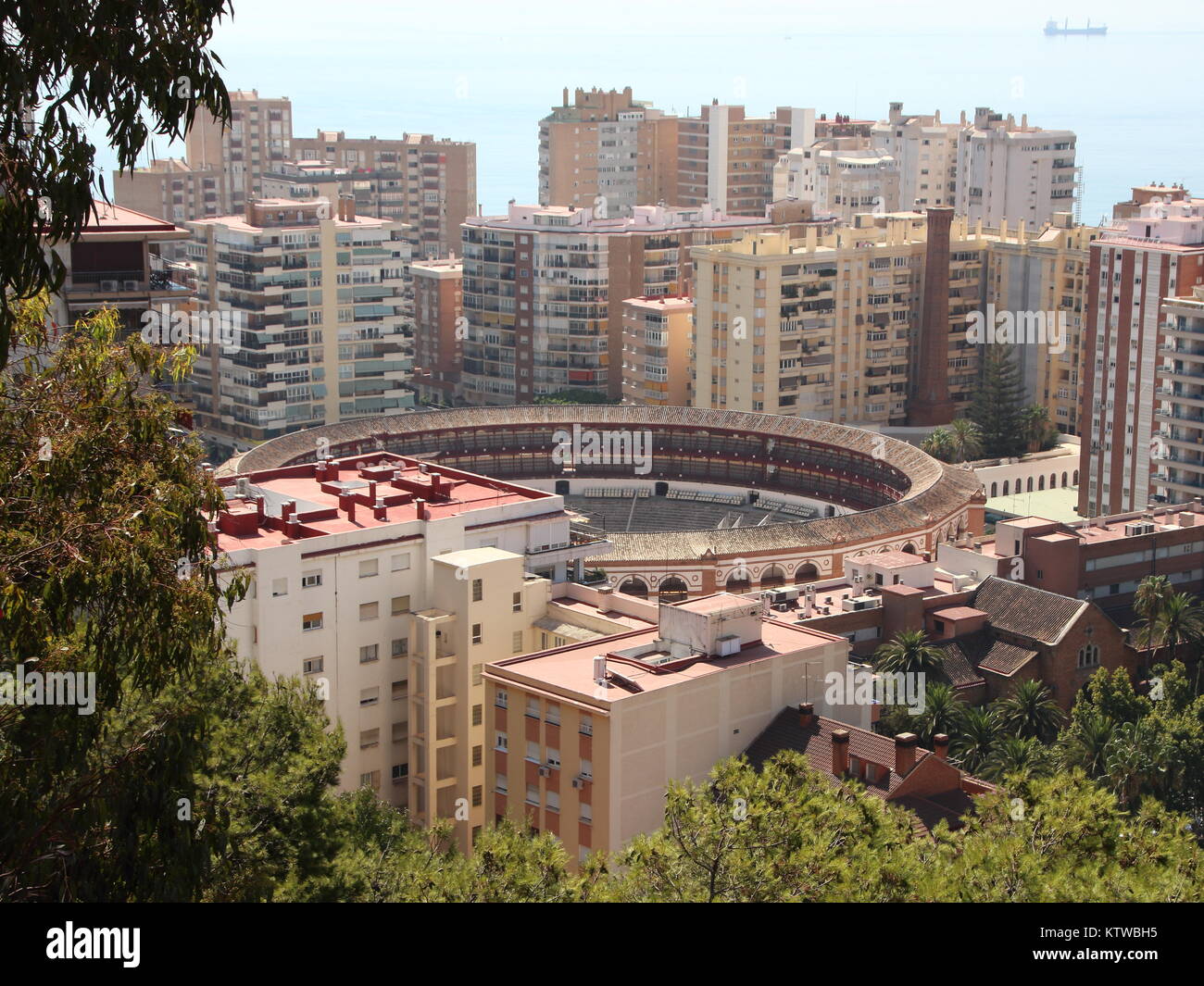 Malaga Bullfight Bullring Arena in Aerial View Stock Photo - Alamy