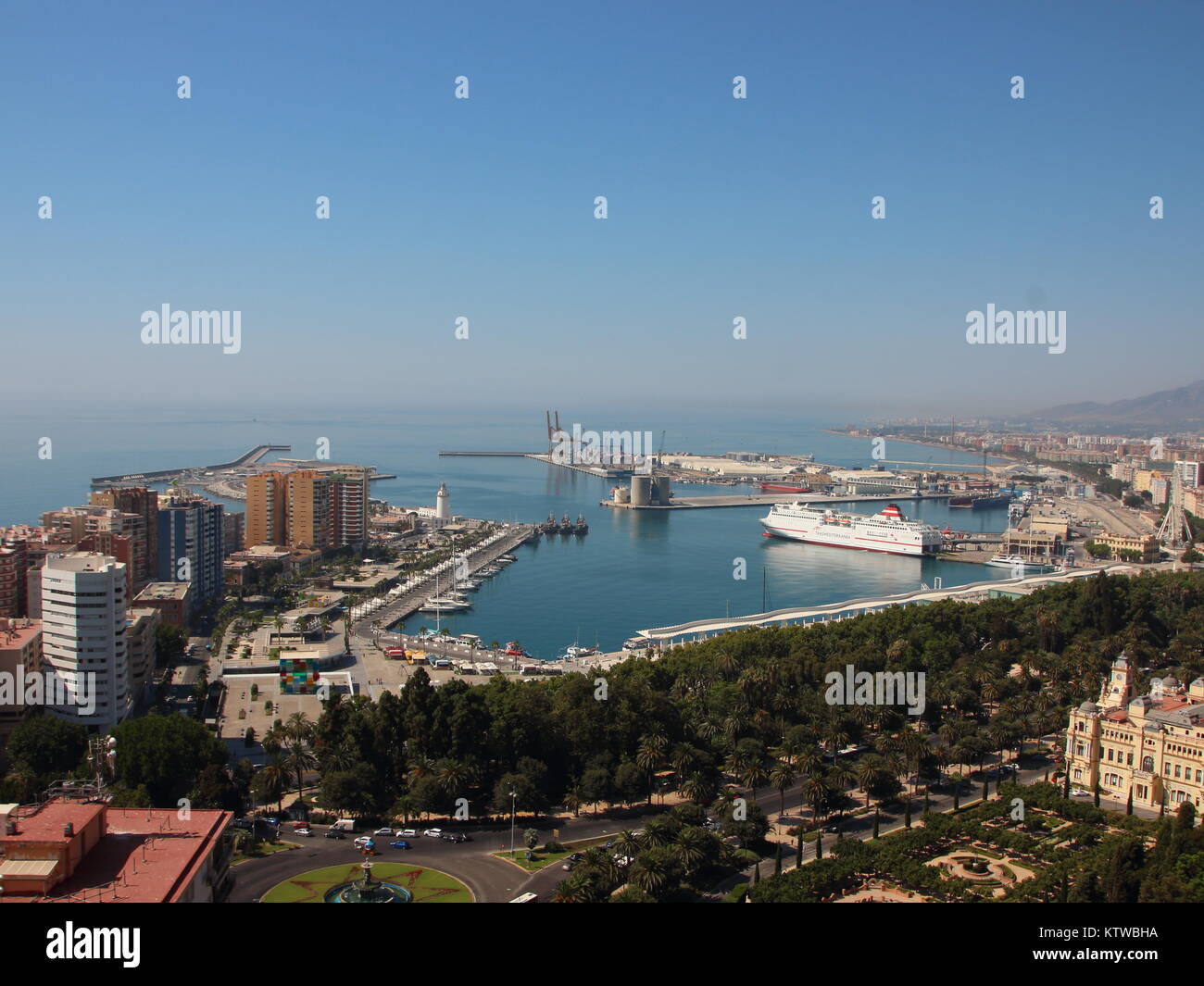 Harbor of Malaga Spain with Ocean Horizon Stock Photo - Alamy