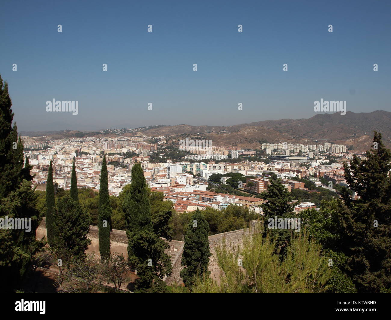 Aerial View of Malaga Spain with Mountains Stock Photo - Alamy