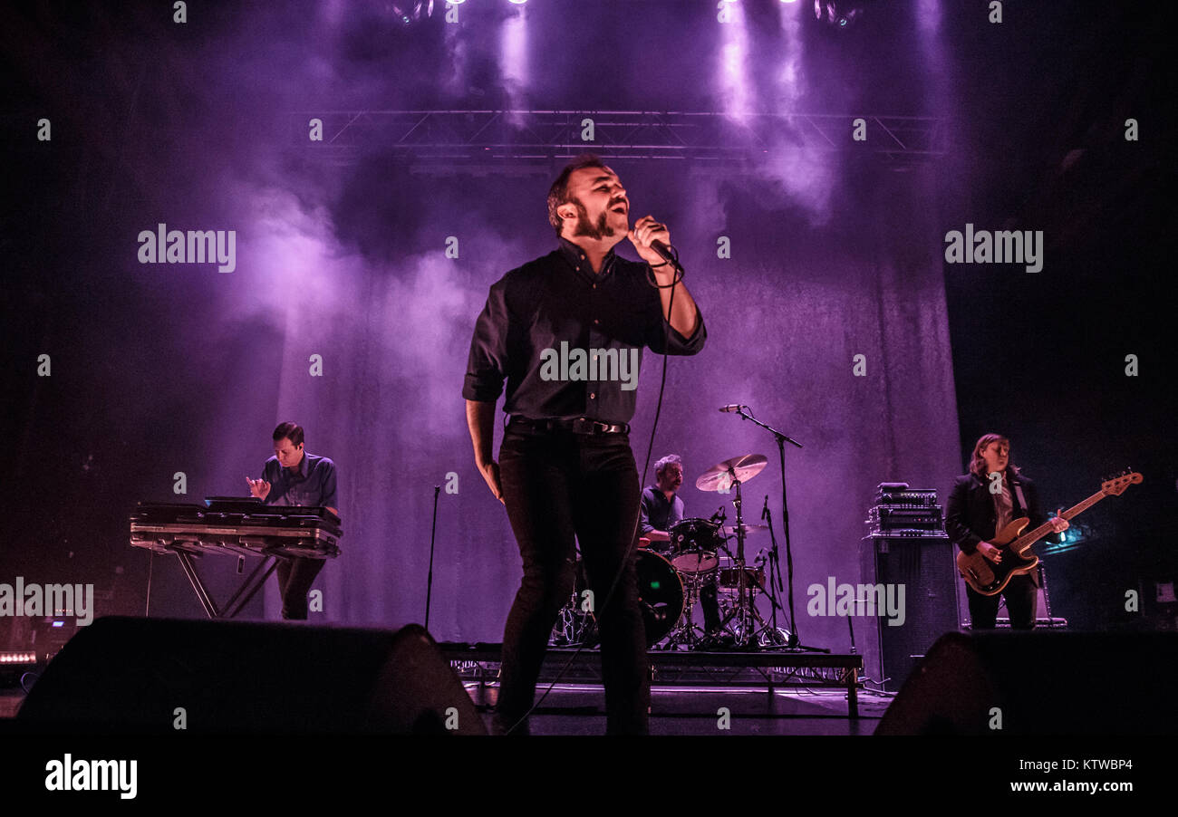 Future Islands performing live on stage at the O2 Academy in ...