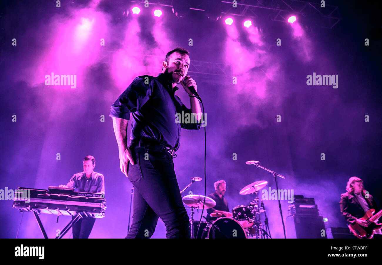 Future Islands performing live on stage at the O2 Academy in ...