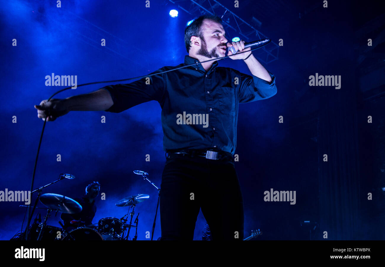 Future Islands performing live on stage at the O2 Academy in ...