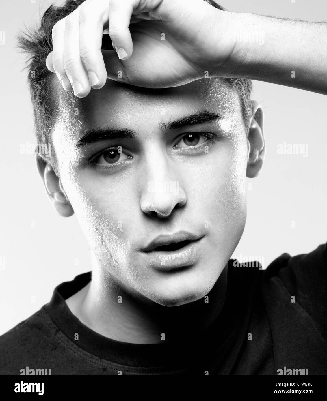 Sweat face boy Black and White Stock Photos & Images - Alamy