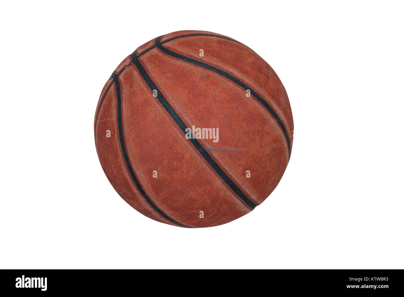 Old and used orange basketball on white background Stock Photo - Alamy