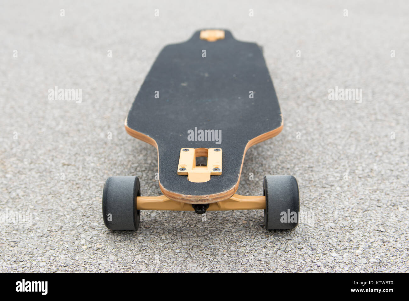 Image of wooden longboard with black surface. Street transportation ...