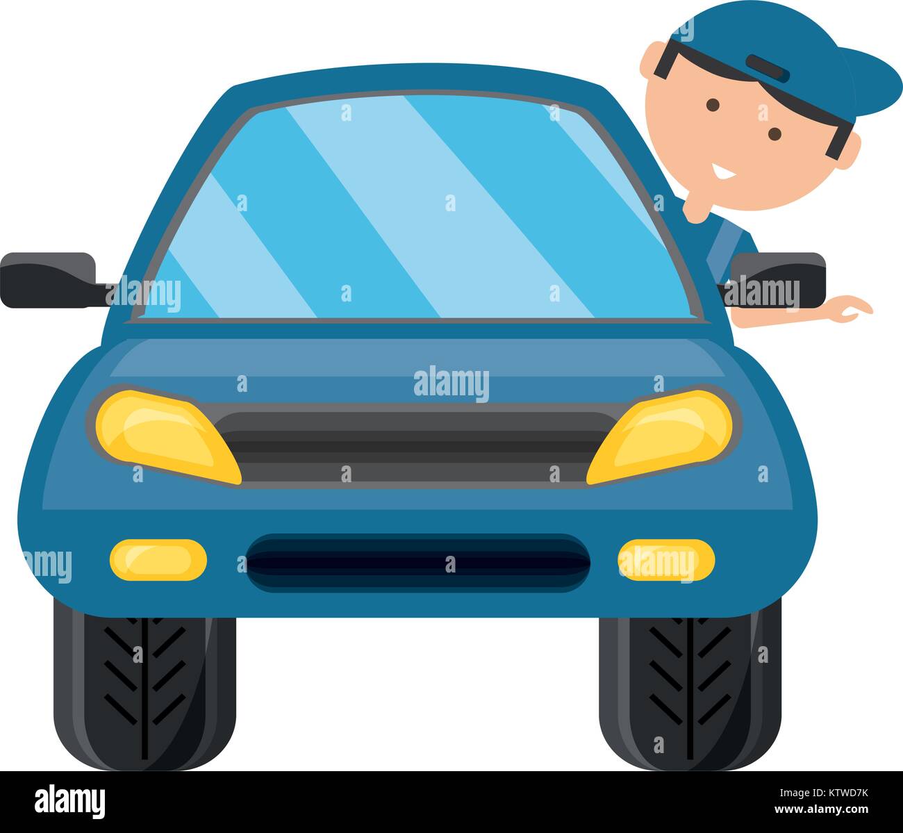 cartoon mechanic and car icon Stock Vector Image & Art - Alamy