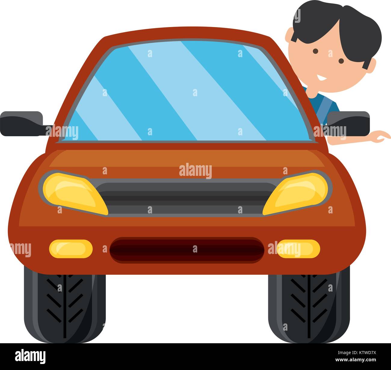 cartoon man and car icon Stock Vector Image & Art - Alamy