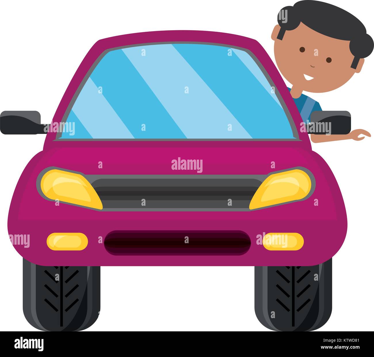 cartoon man and car icon Stock Vector Image & Art - Alamy