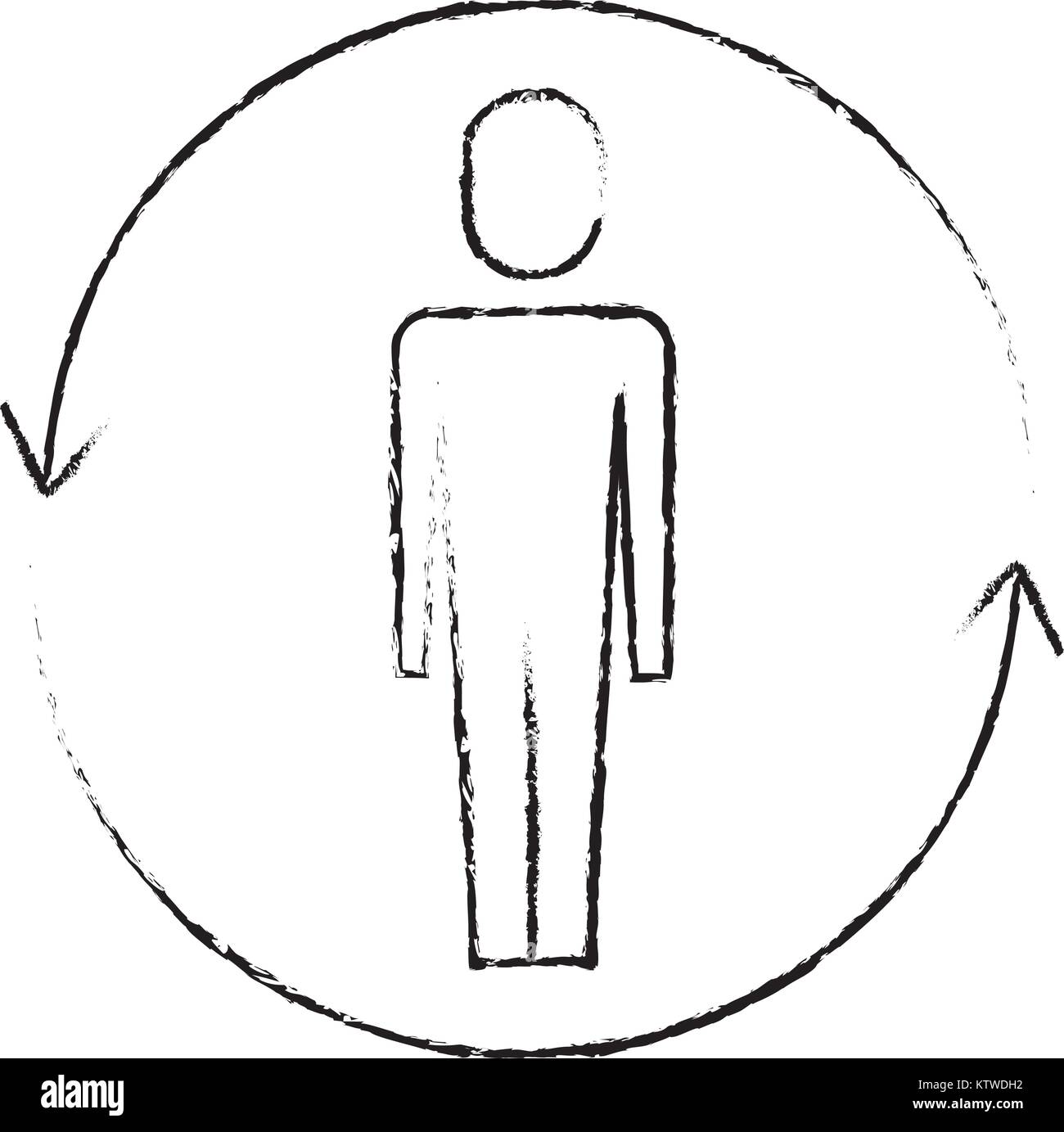 businessman with arrows around solution vector illustration sketch ...