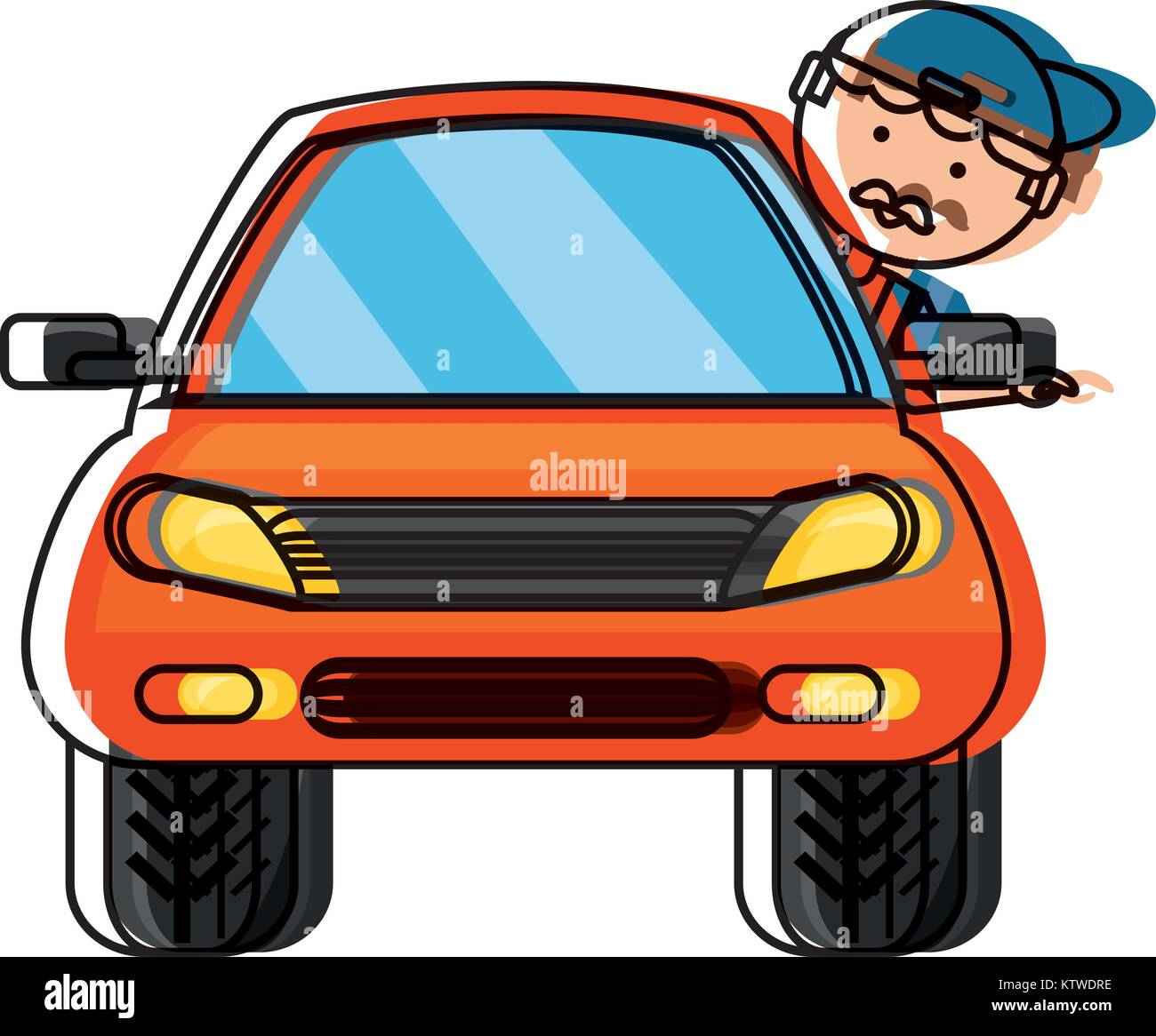 cartoon mechanic and car icon Stock Vector Image & Art - Alamy