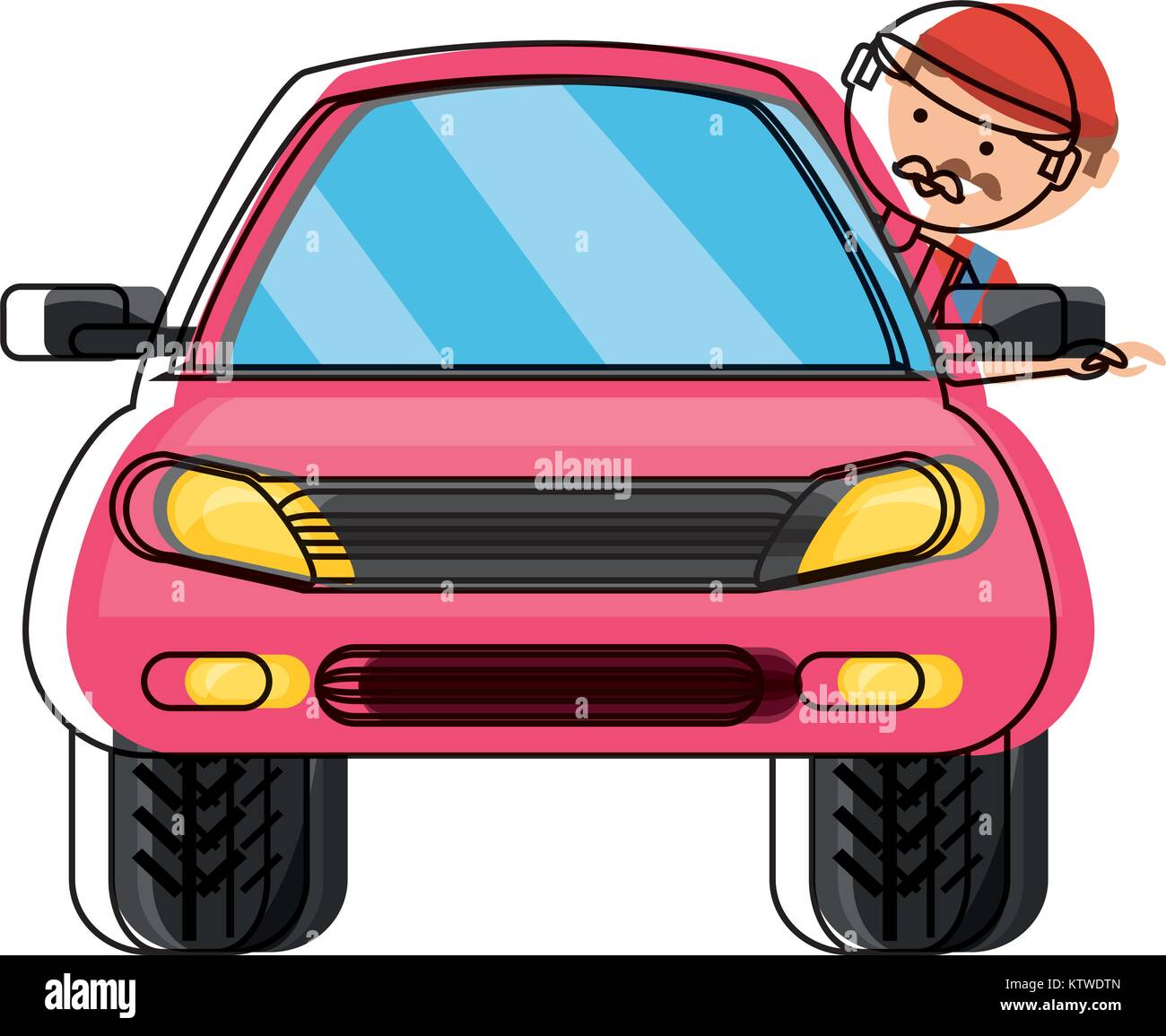 cartoon mechanic and car icon Stock Vector Image & Art - Alamy